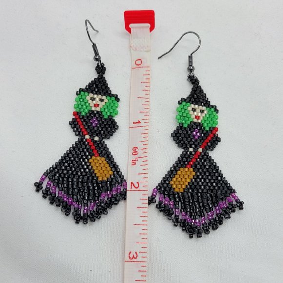 Jewelry | Nwot Cute Witch Halloween Beaded Earrings | Poshmark